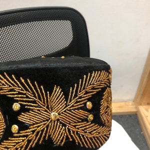 Black, Gold Embroidery African Traditional Hat | African Men's Wedding ...