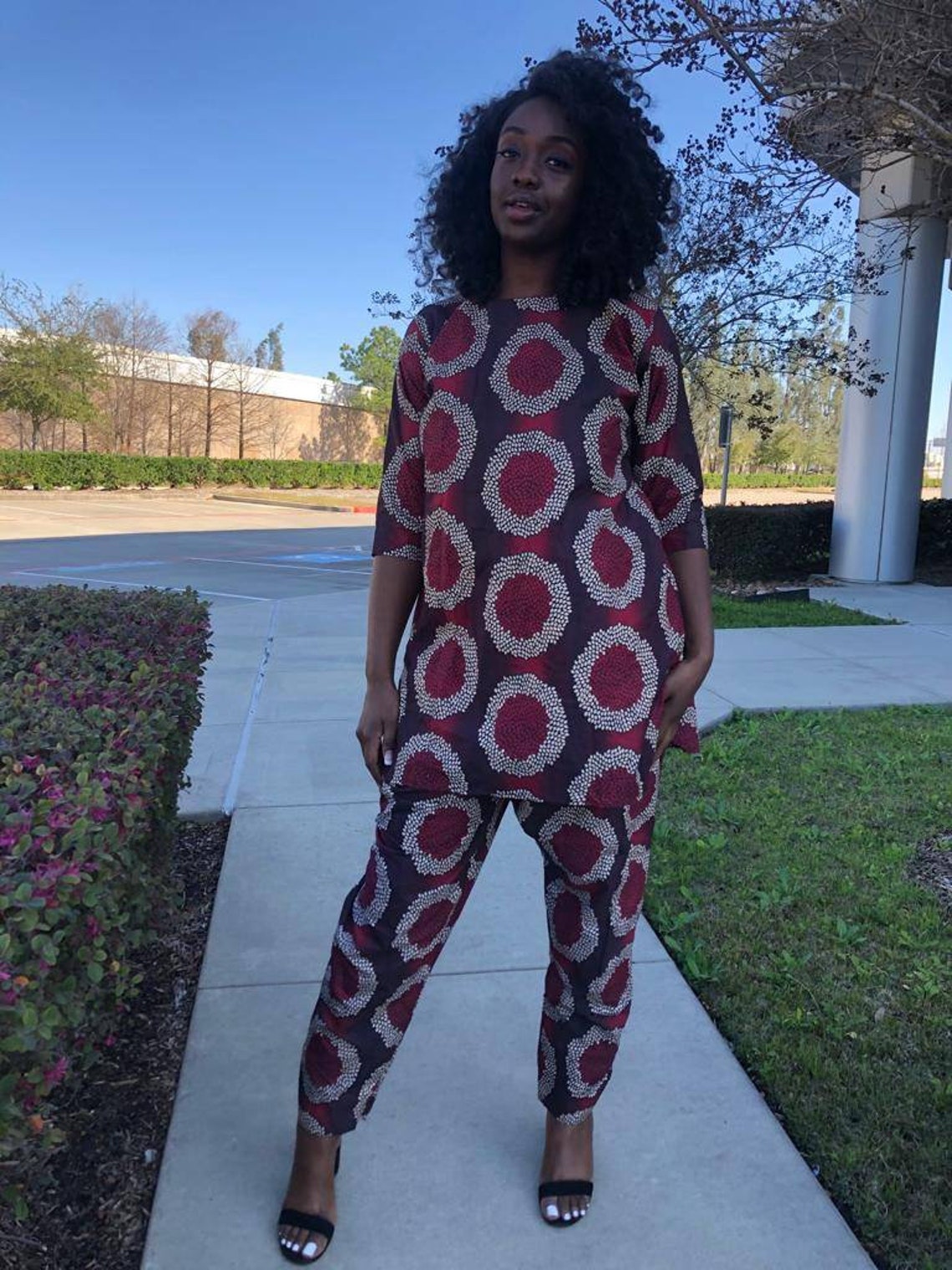 African Ankara Print Women Two Pieces Ankara Set Tunic Top and High ...