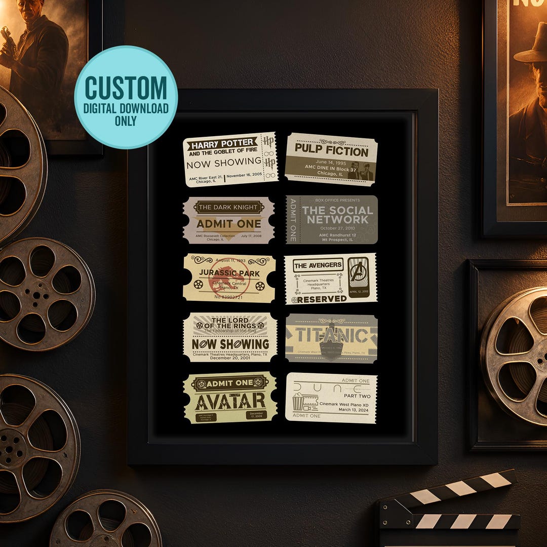 Custom Retro Movie Ticket Wall Art Digital Download | Personalized ...