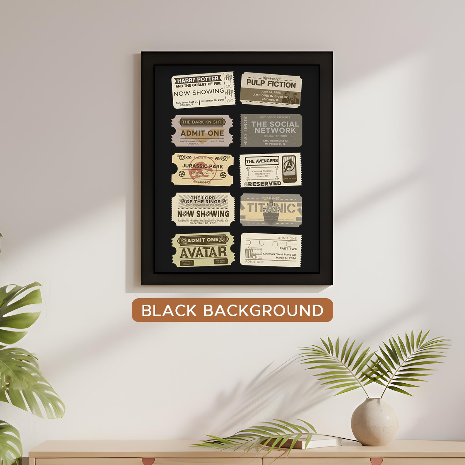 Custom Retro Movie Ticket Wall Art With Movie Logo | Personalized ...