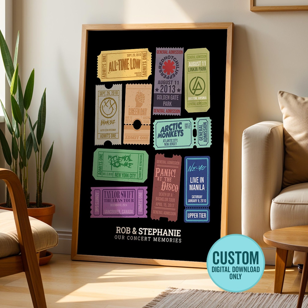 Custom Concert Retro Ticket Digital Download | Personalized Music ...