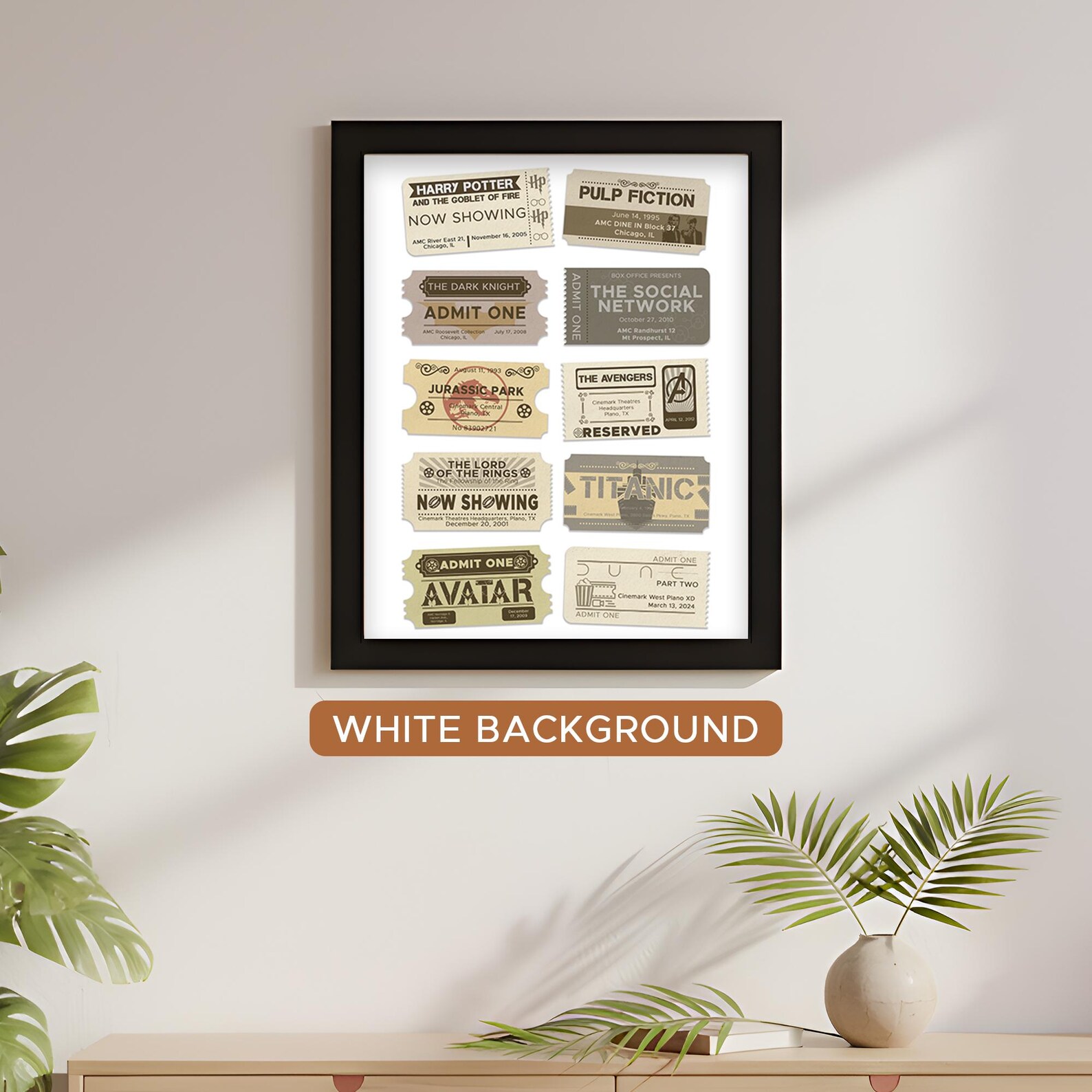 Custom Retro Movie Ticket Wall Art With Movie Logo | Personalized ...