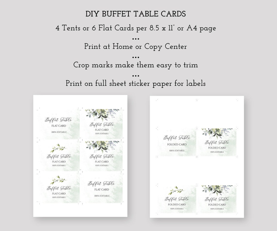 Food Card Food Labels for Buffet Buffet Table Card Template | Etsy