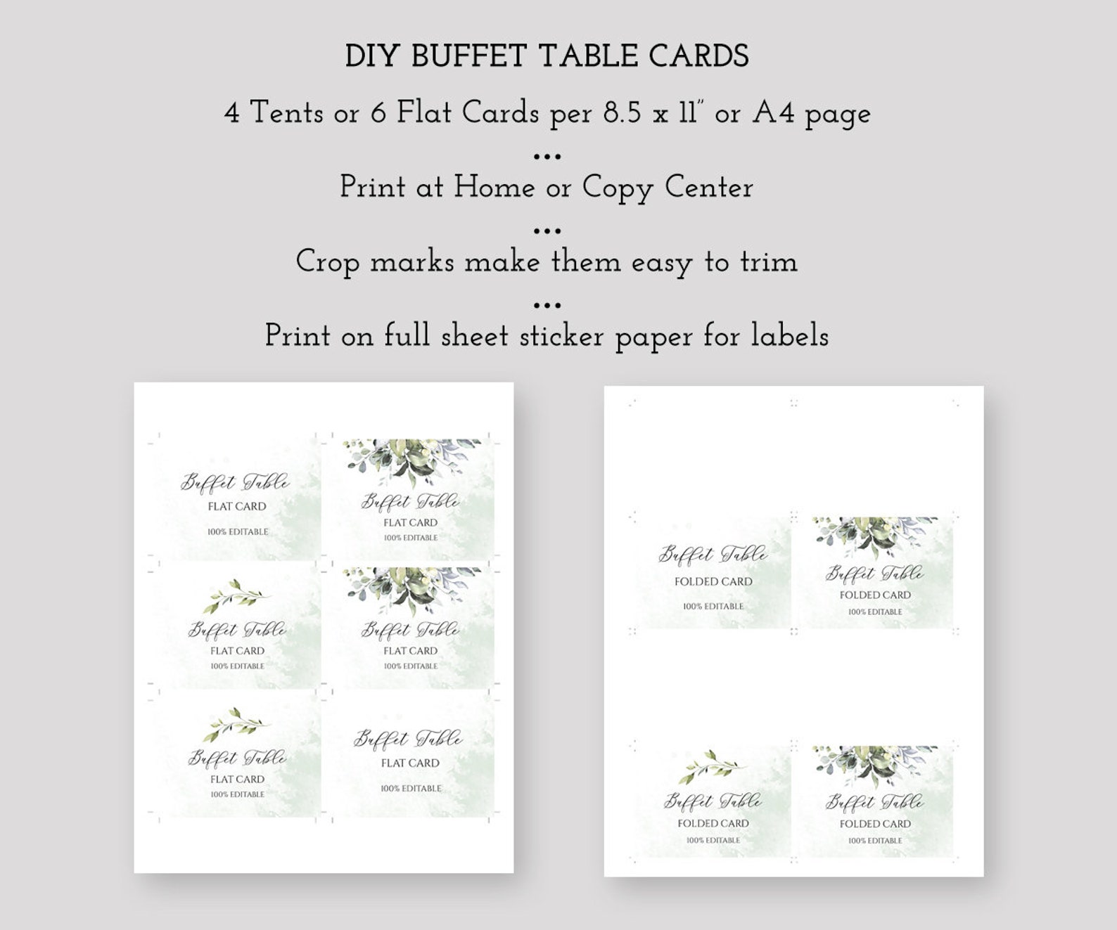 Food Card Food Labels for Buffet Buffet Table Card Template | Etsy