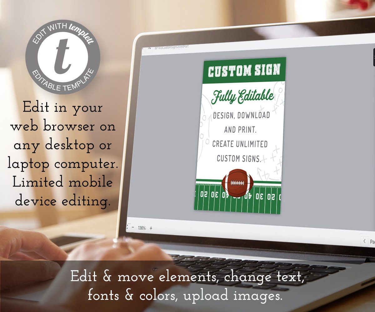 Custom Party Sign Printable: Football Birthday 8x10 Unlimited Signs ...