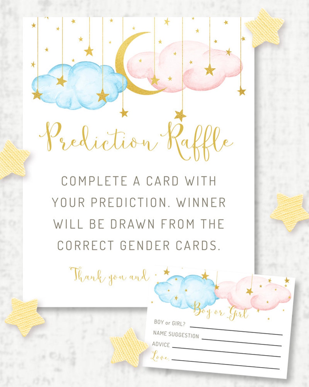 Gender Reveal Game, Gender Prediction Game Sign and Card, Editable ...