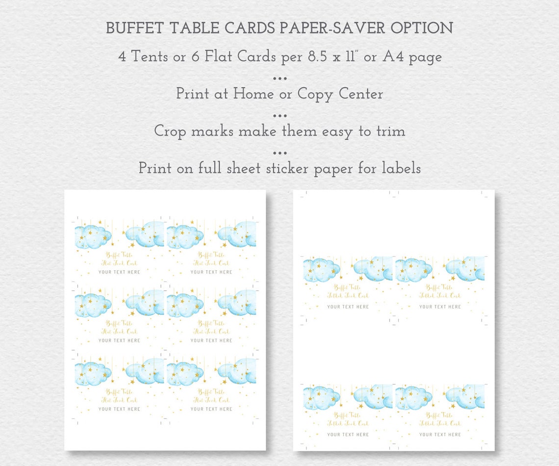 Buffet Card Template Food Label Flat or Folded Tent Food - Etsy