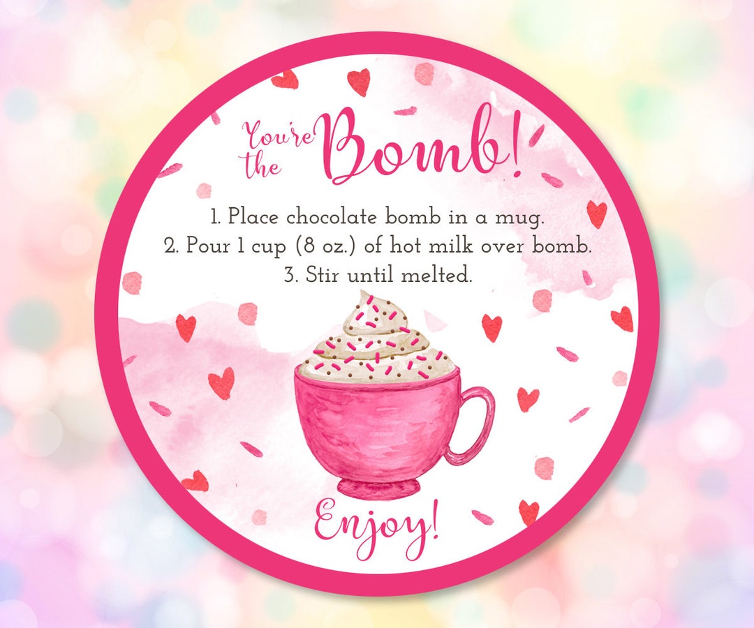 Hot Chocolate Bomb Labels Printable, Hot Chocolate Bomb Stickers ...