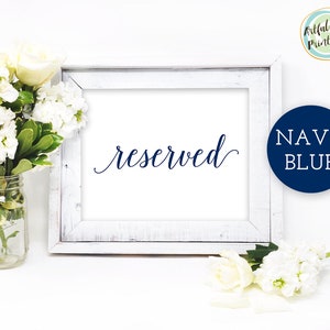 Navy Reserved Wedding Sign, Reserved Sign Printable, Reserved Sign ...