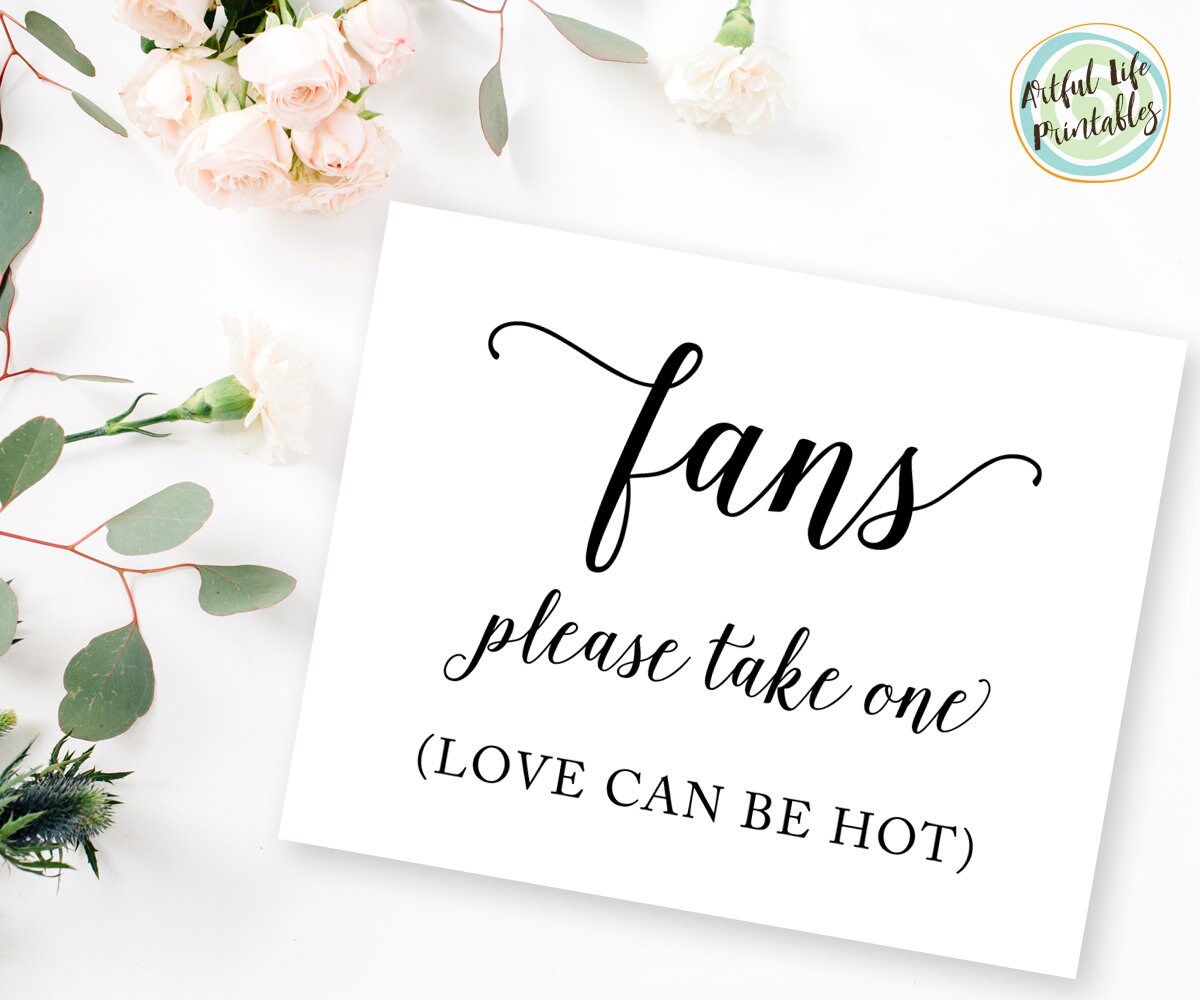 Fan Favors Sign Take A Fan Sign Wedding Fan Sign Printable - Etsy