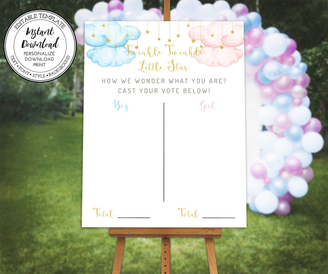 Gender Reveal Voting Board, Editable Template, Gender Reveal Game ...