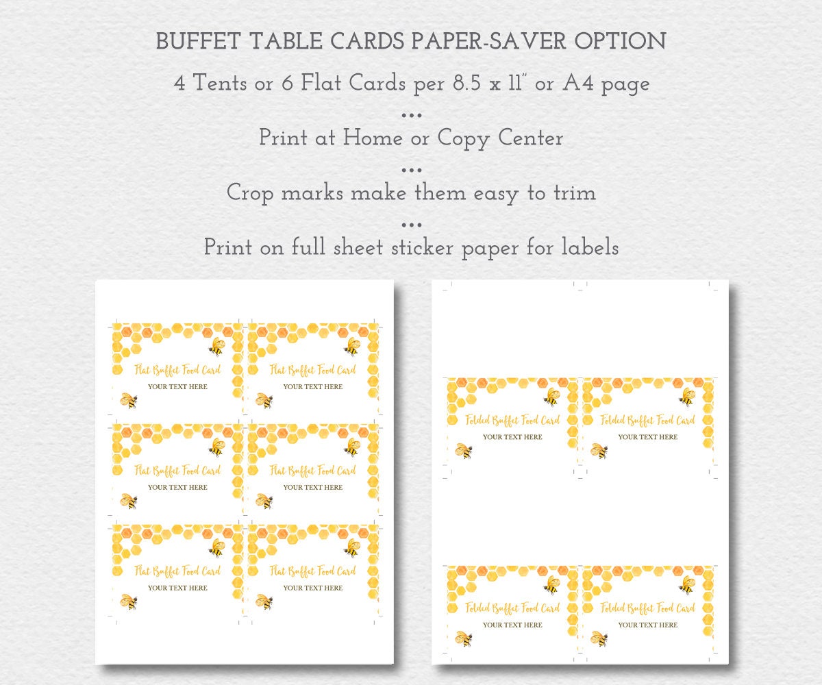 Buffet Card Template Food Label Flat or Folded Tent Food | Etsy