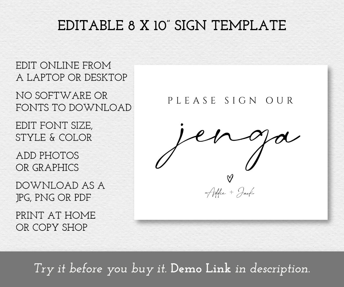 Wedding Jenga Sign Jenga Guestbook Sign Please Sign Our - Etsy