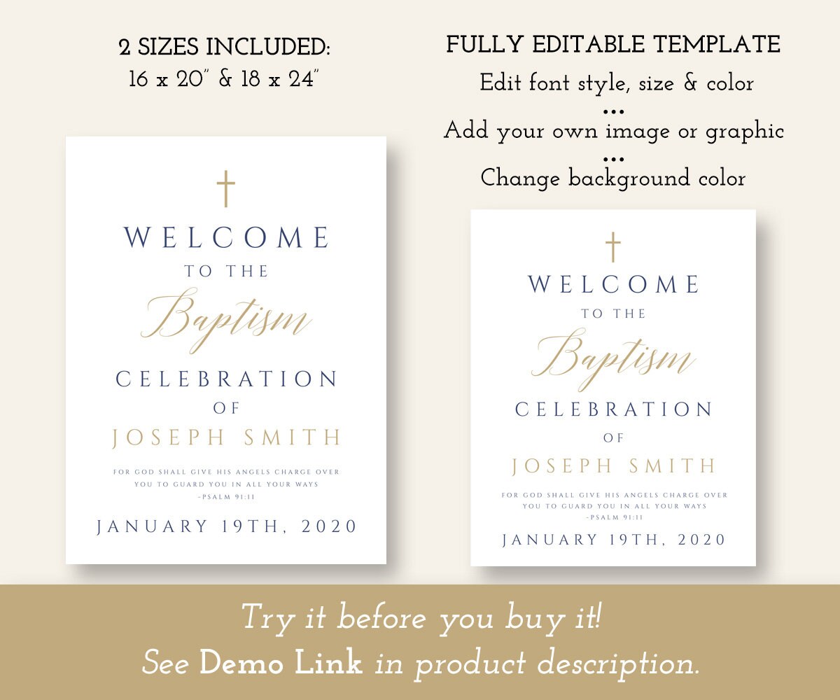 Baptism Welcome Sign Template First Communion Welcome Sign | Etsy