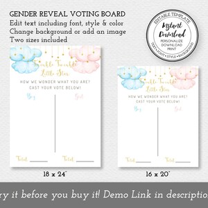 Gender Reveal Voting Board, Editable Template, Gender Reveal Game ...