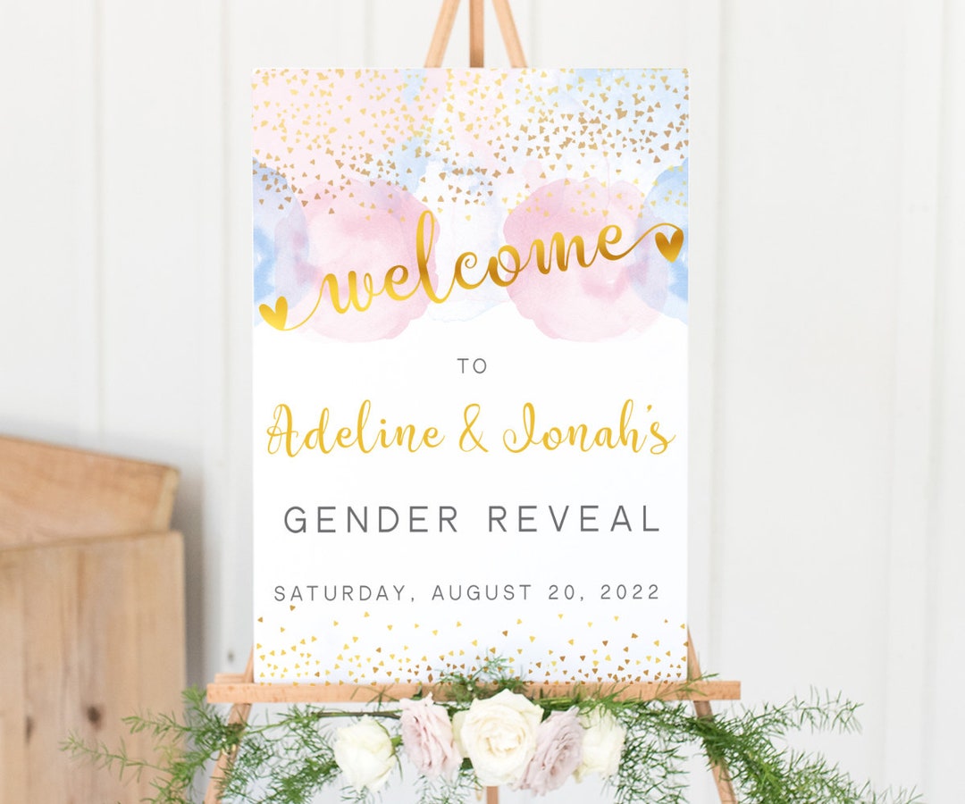 Gender Reveal Welcome Sign, Welcome Poster, Editable Template, Gender ...