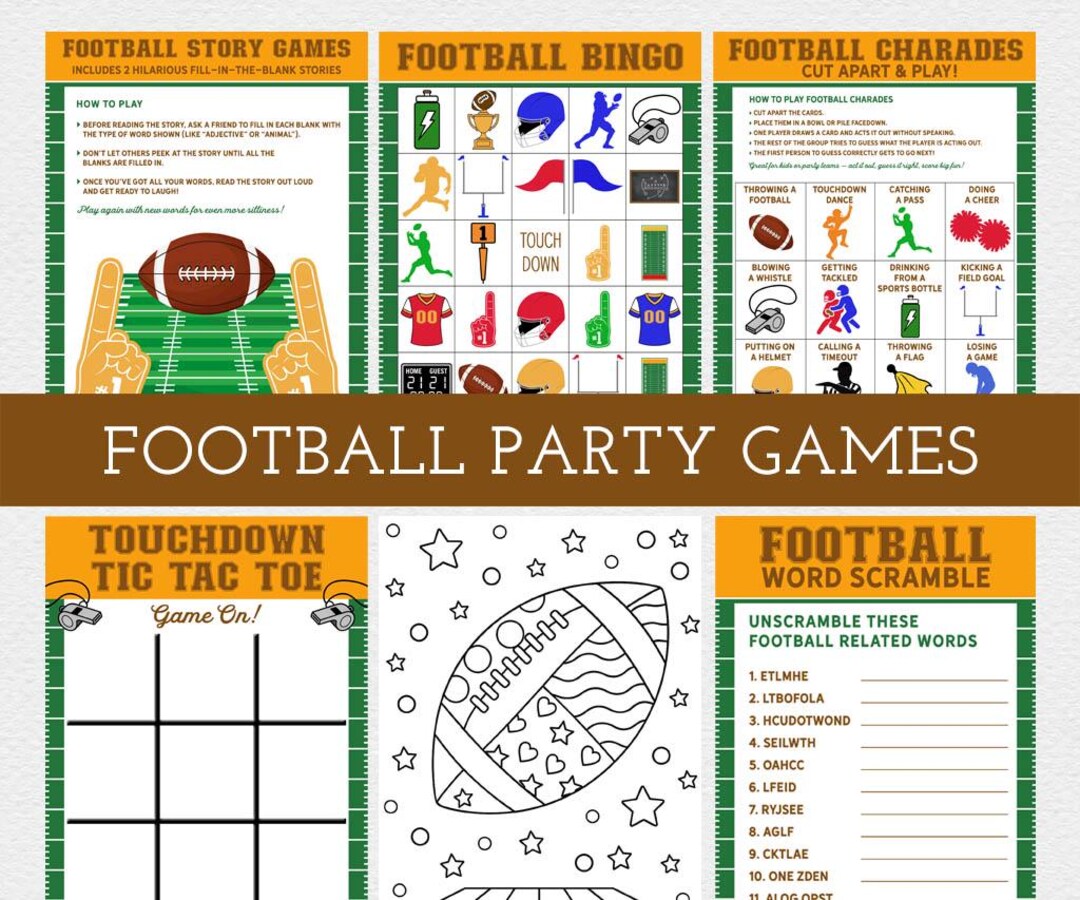 Football Party Games for Kids: Printable Birthday Activities (instant ...