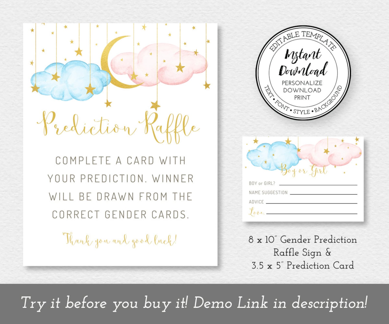 Gender Reveal Game Gender Prediction Game Sign and Card | Etsy