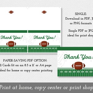 Football Folded Thank You Card, Editable Template, Birthday Party Thank ...