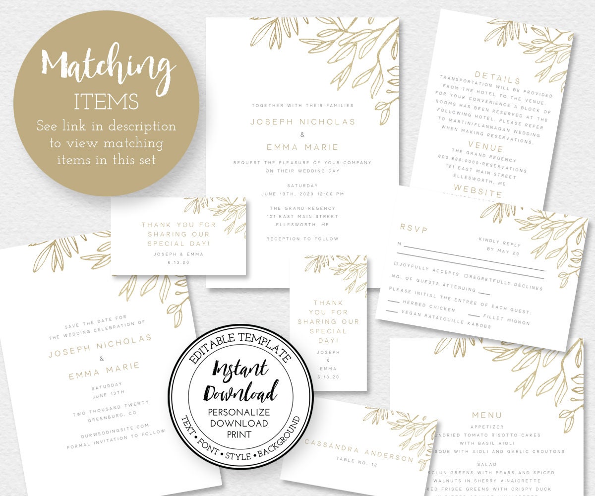 Minimalist Wedding Program Template Trifold Wedding Program - Etsy