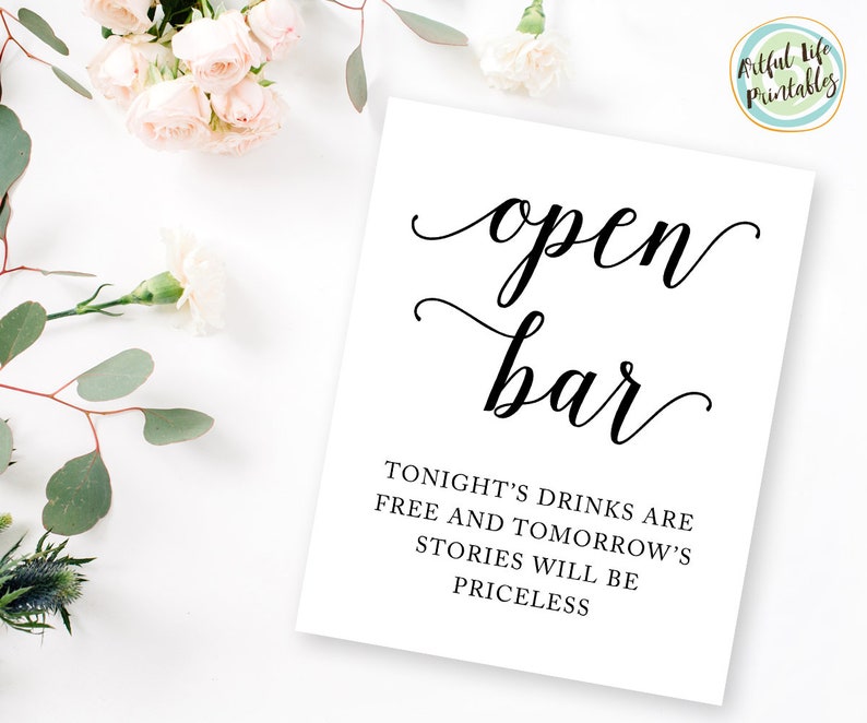 Open Bar Sign Printable Open Bar Wedding Sign Wedding Open | Etsy