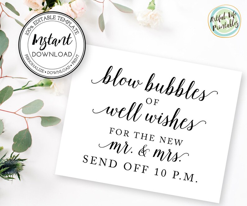 Bubbles Send off Sign Template Couple Send off Sign Wedding | Etsy