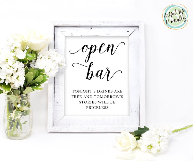 Open Bar Sign Printable Open Bar Wedding Sign Wedding Open | Etsy