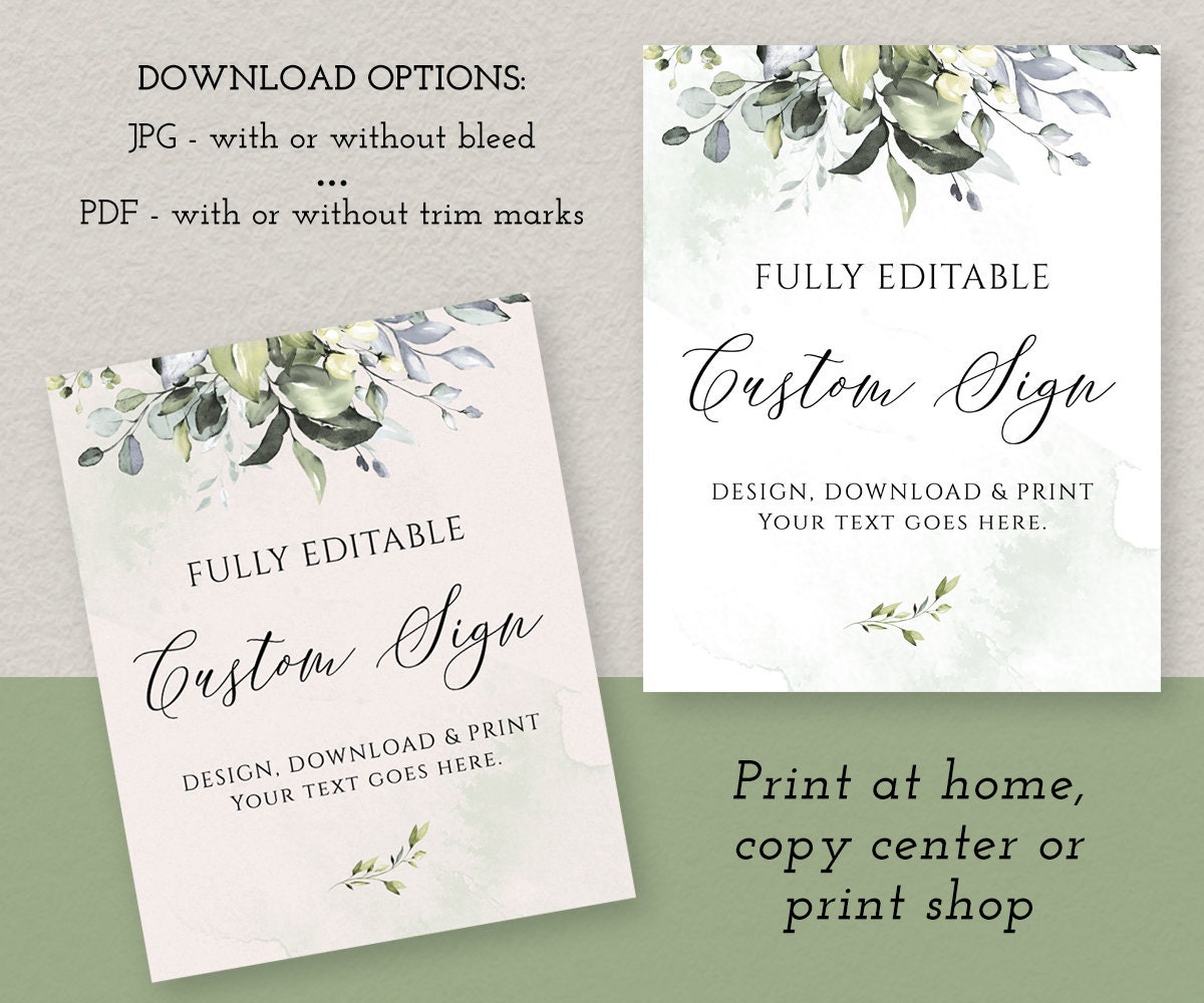 Editable Custom Wedding Sign Template Design & Print Any - Etsy