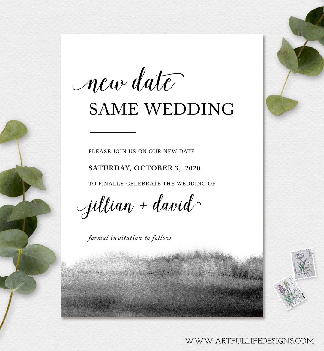 Change of Wedding Date, New Wedding Date, Rescheduled Wedding, Digital ...