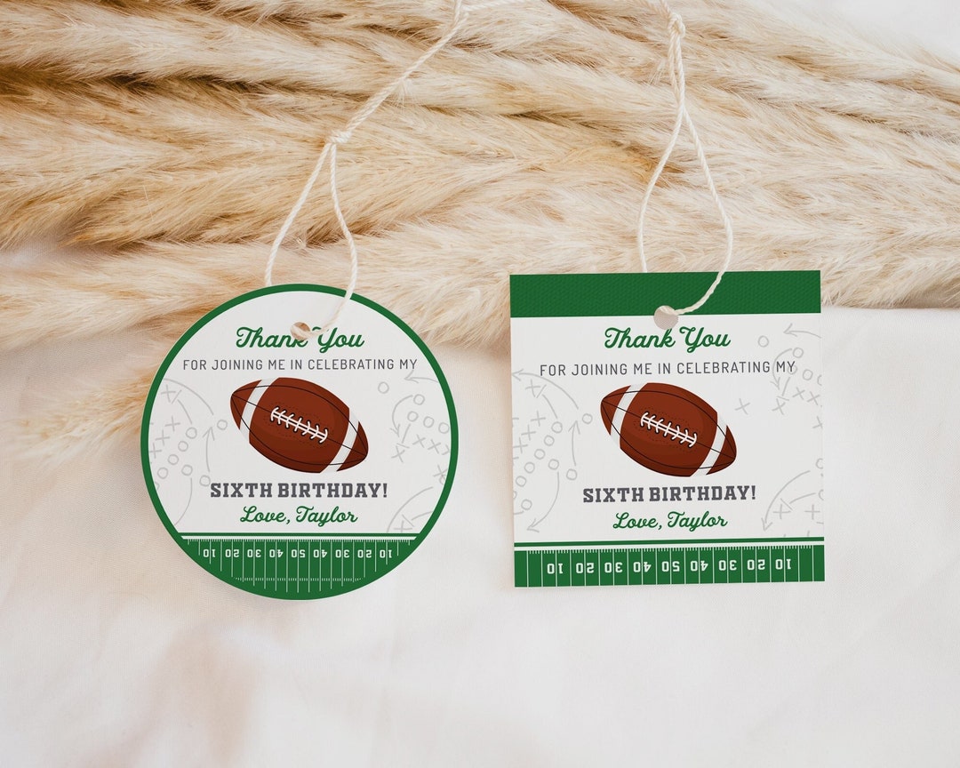 Football Favor Tags: Round and Square Printables (editable Template ...