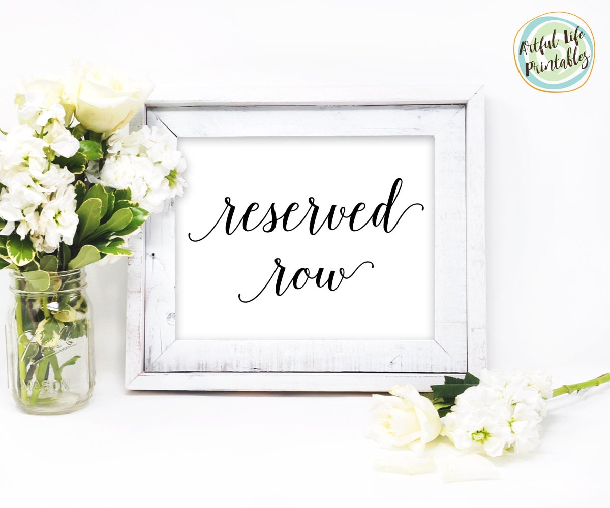 Reserved Row Sign Printable, Reserved Row Sign, Digital Reserved Row ...