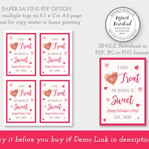 Valentines Cookie Label, Valentines Treat Gift Tag, Editable Template ...