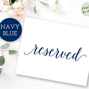Navy Reserved Wedding Sign, Reserved Sign Printable, Reserved Sign ...