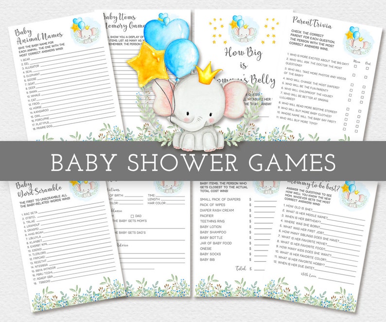 Baby Shower Games Bundle, Baby Shower Games Printable, Virtual Baby ...