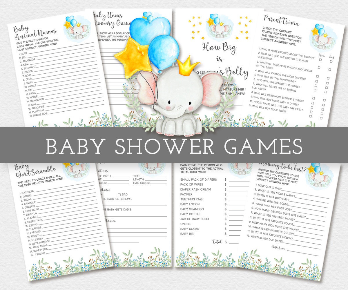 Baby Shower Games Bundle, Baby Shower Games Printable, Virtual Baby ...