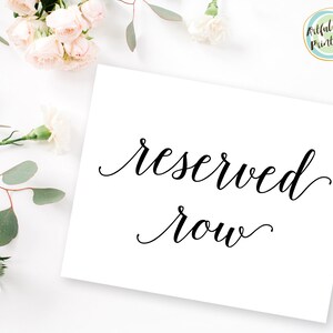 Reserved Row Sign Printable, Reserved Row Sign, Digital Reserved Row ...