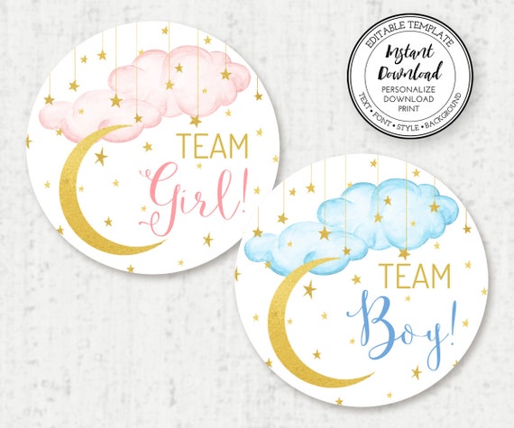 Team Boy Team Girl Stickers & Sign Editable Template Gender - Etsy