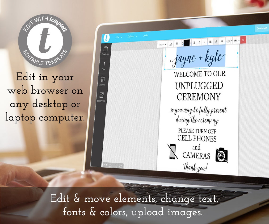 Unplugged Ceremony Sign, Unplugged Ceremony Template, Wedding Welcome ...