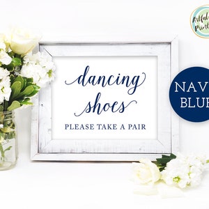 Navy Dancing Shoes Wedding Sign, Dancing Shoes Sign, Wedding Flip Flops ...