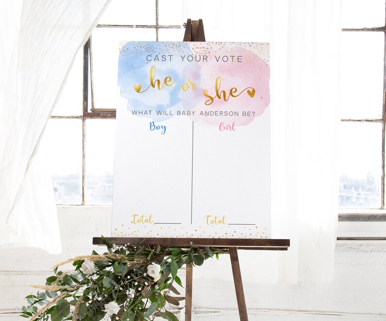 Gender Reveal Voting Sign, Gender Reveal Game, Editable Template ...