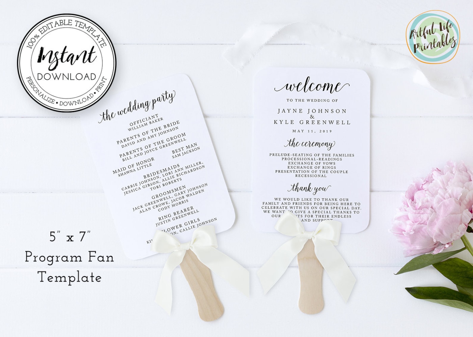 Editable Wedding Program Fan Template Try Before You Buy - Etsy