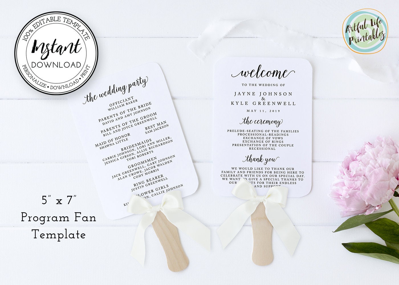 Editable Wedding Program Fan Template Try Before You Buy | Etsy