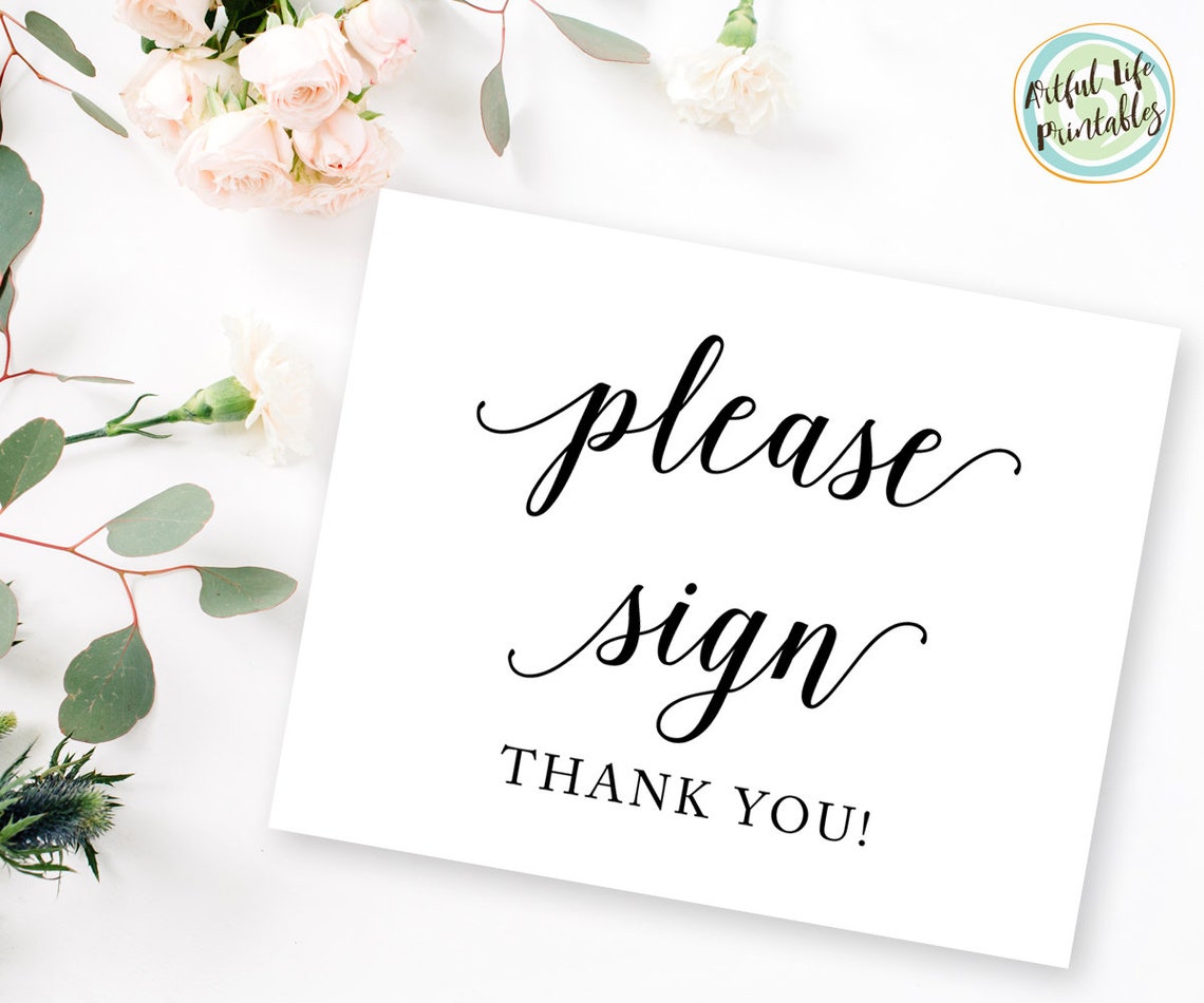 Wedding Please Sign Printable Digital Wedding Guest Book | Etsy