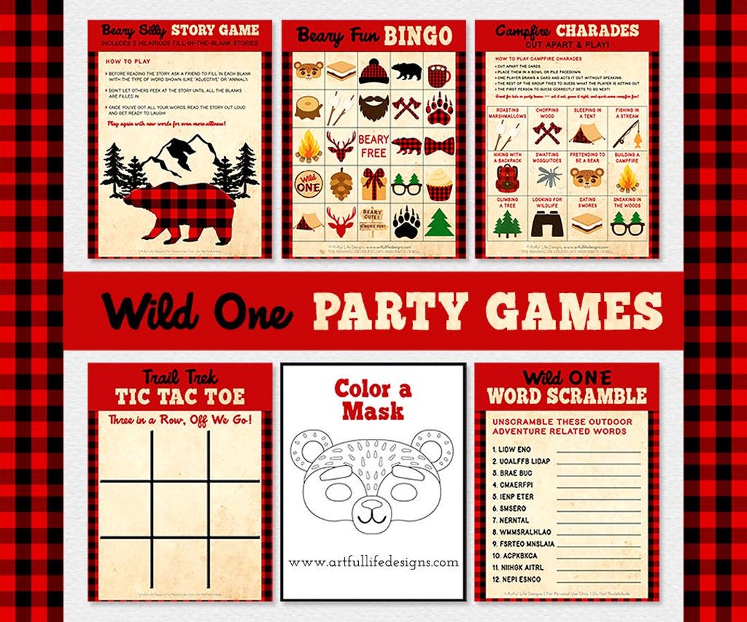 Buffalo Plaid Wild One Party Games: Printable Birthday Activities ...