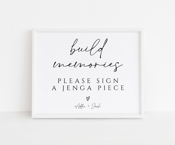 Build Memories Wedding Jenga Sign Jenga Guestbook Sign | Etsy