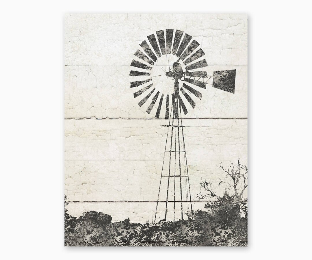 RUSTIC WALL ART, Windmill Art Printable, Farmhouse Decor, Farmhouse ...