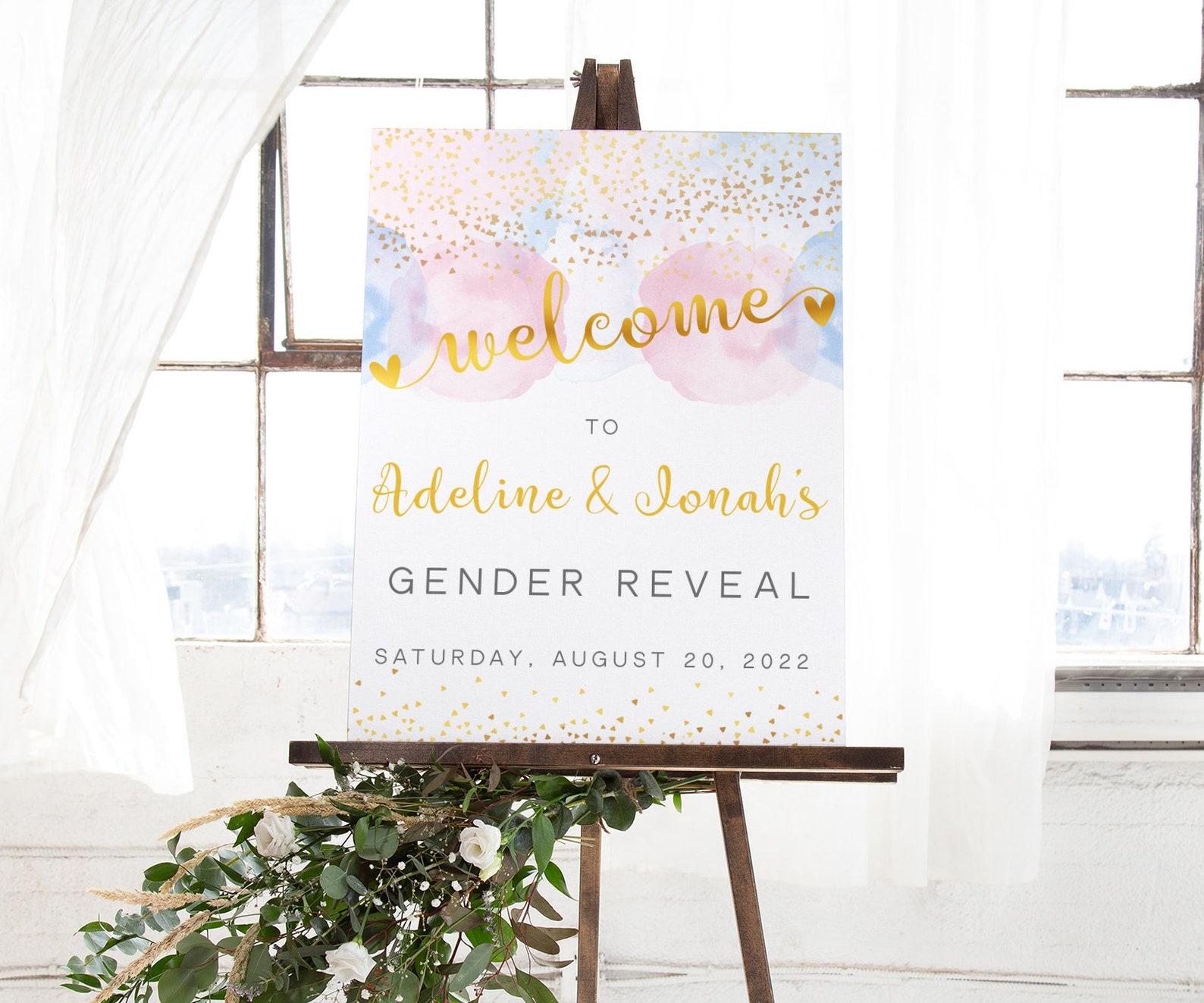 Gender Reveal Welcome Sign Welcome Poster Editable Template - Etsy
