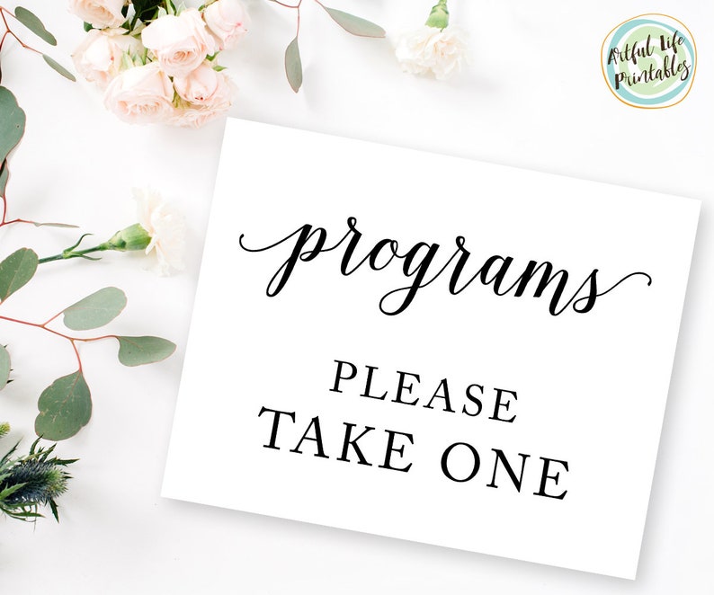 Wedding Programs Sign Printable, Wedding Programs Sign, Programs Take ...