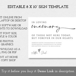 In Loving Memory, Wedding Memory Table Sign, Wedding Memorial Sign ...