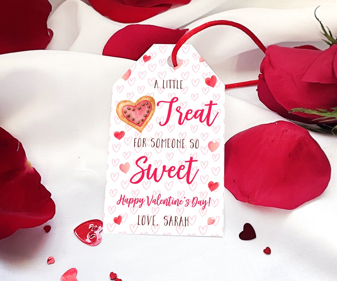 Valentines Cookie Label, Valentines Treat Gift Tag, Editable Template ...